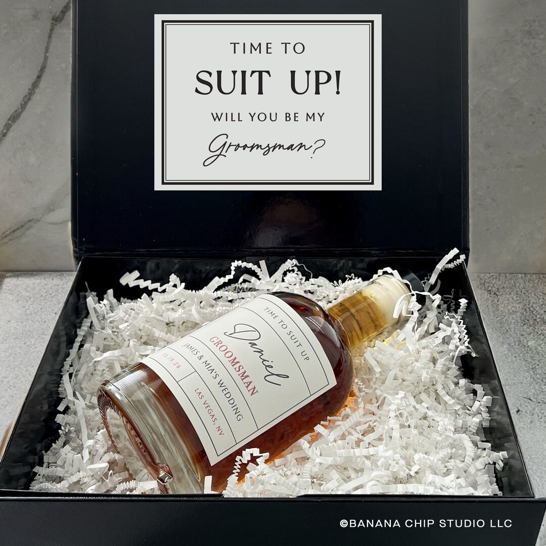 Personalized Groomsman Proposal Box Label, Custom Whiskey Label, Best ...