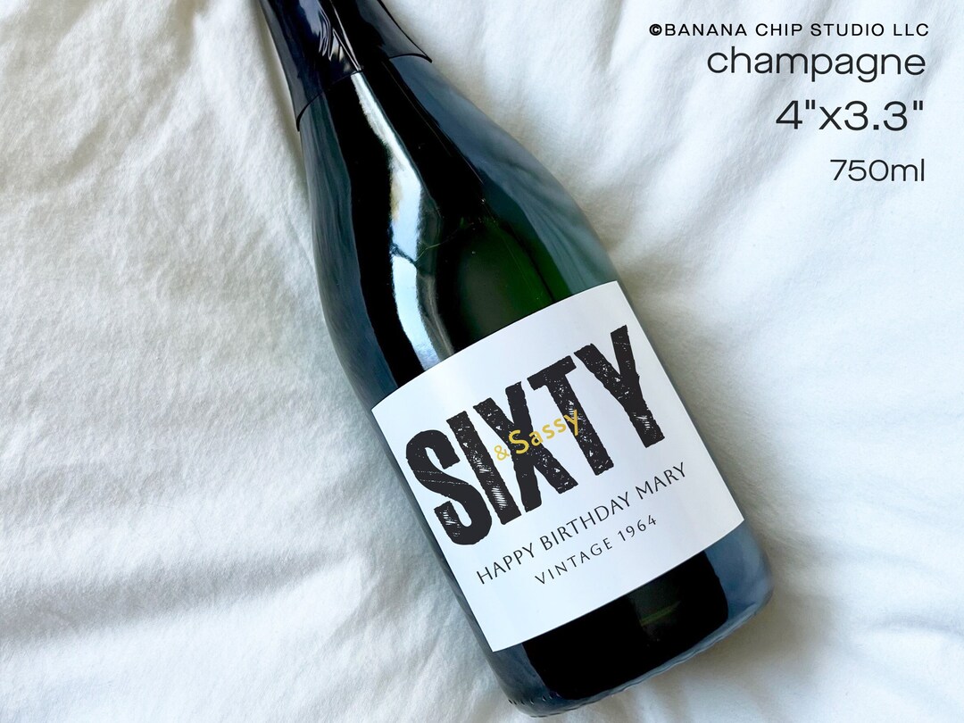 Custom 60th Birthday Wine Label 60th Birthday Gift Sixty & Sassy ...