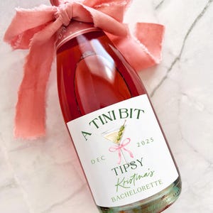 Custom Martini Mini Shot Labels: Tini Bit Tipsy Bachelorette Party ...