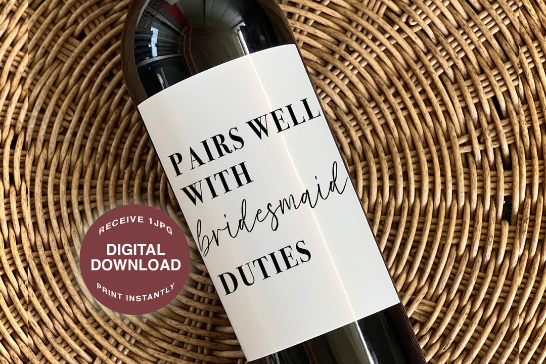 Printable Bridesmaid Proposal Wine Label Maid of Honor - Etsy