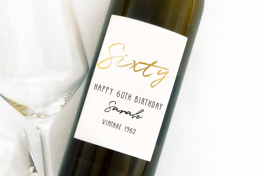 60th Birthday Wine Label Personalized Birthday Label - Etsy