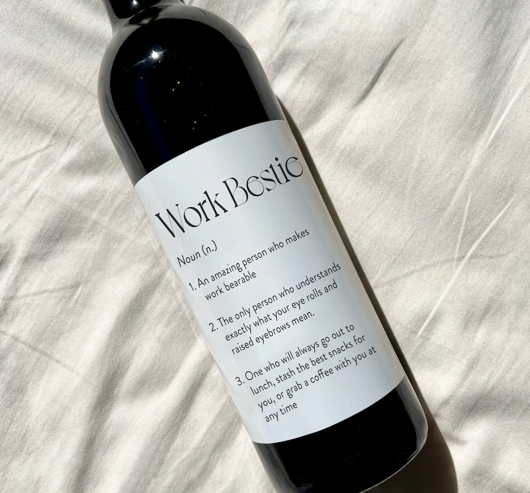 Work Bestie Definition Wine Label, Personalized Custom Gift for ...