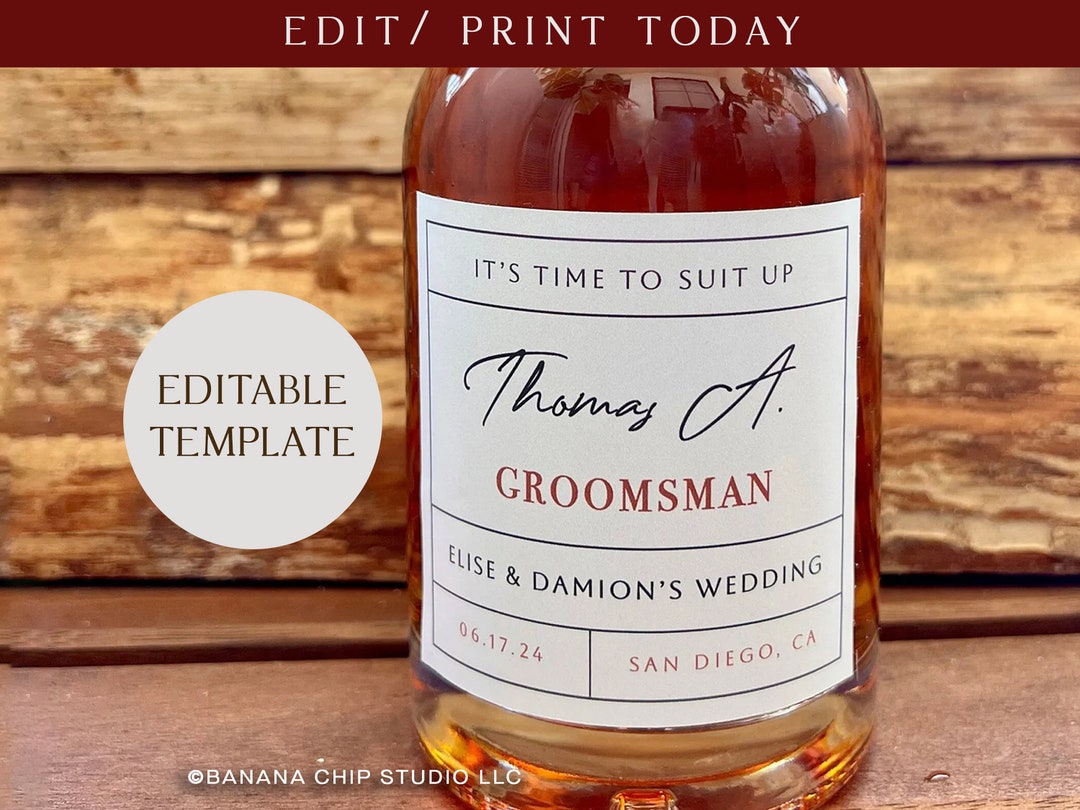 Customizable Whiskey Label: Groomsmen Proposal Gift (editable File) - Etsy