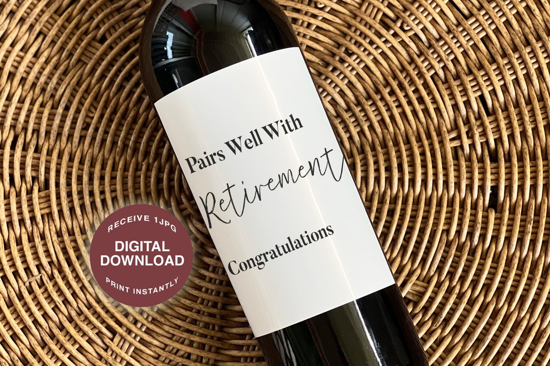 Printable Retirement Wine Labels Retirement Gifts for Women - Etsy