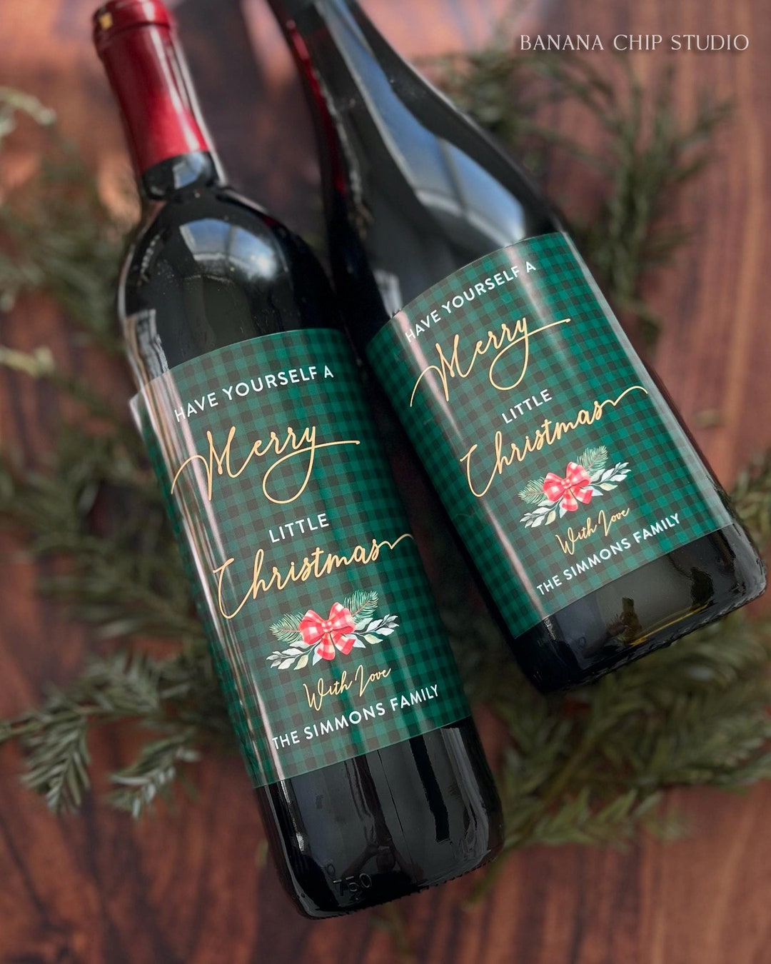 Christmas Wine Labels, Holiday Champagne Gift Labels - Personalized ...