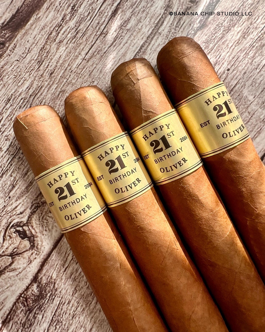 Birthday Cigar Label, Custom Cigar Wraps, Gold Cigar Band, 21st ...