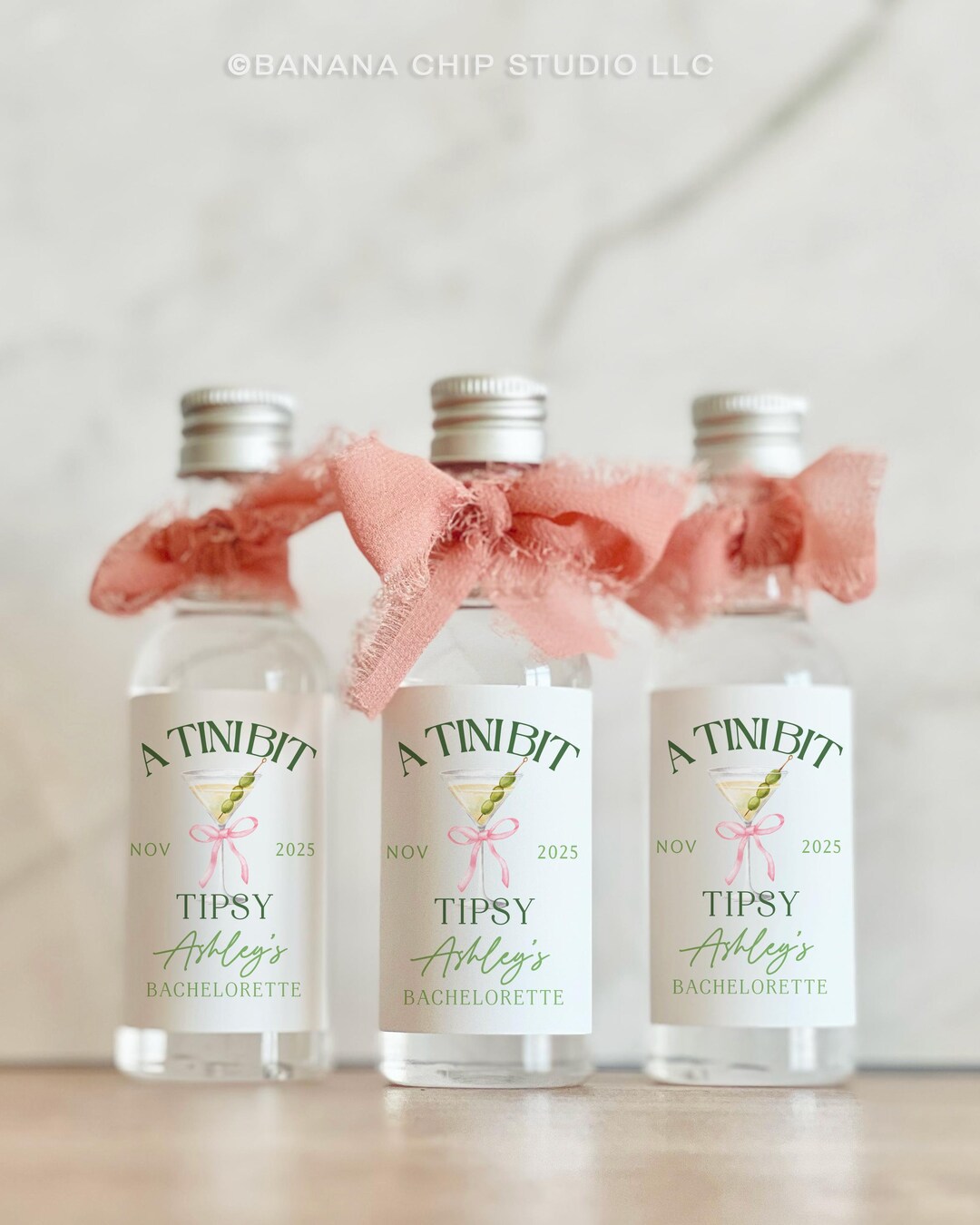 Custom Martini Mini Shot Labels: Tini Bit Tipsy Bachelorette Party ...