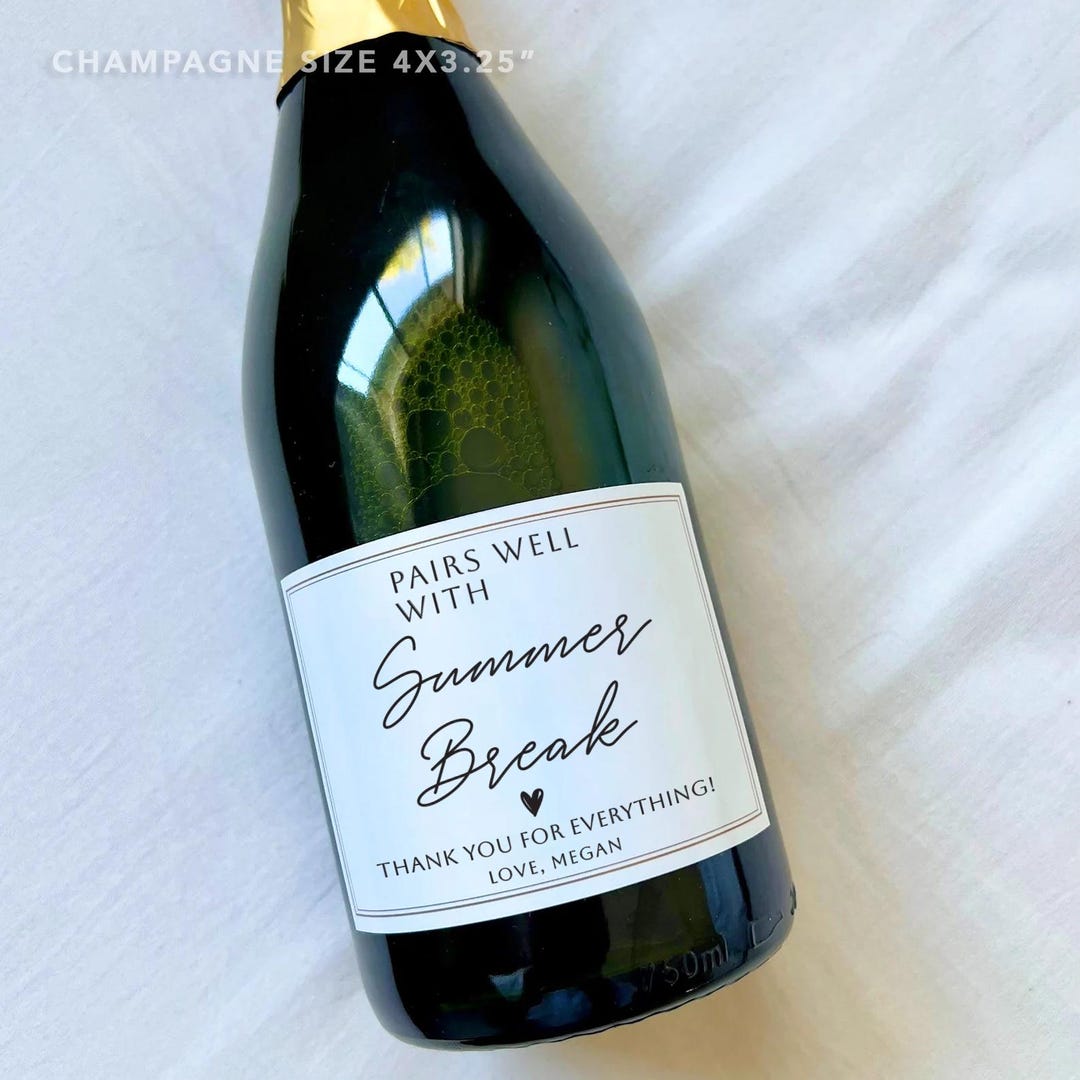 Pairs Well With Summer Break, Teacher Appreciation Wine Label, New ...