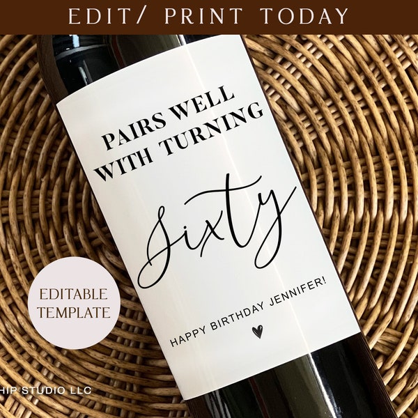 Birthday Wine Labels - Etsy
