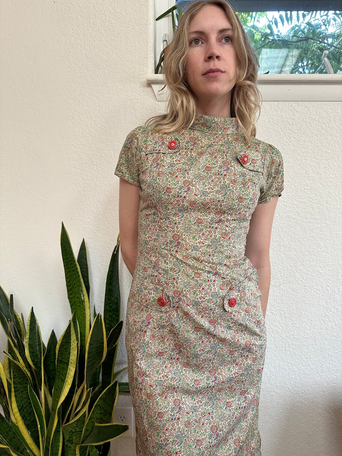 Vintage 1950s Handmade Floral Dress, Xsmall MIDI - Etsy