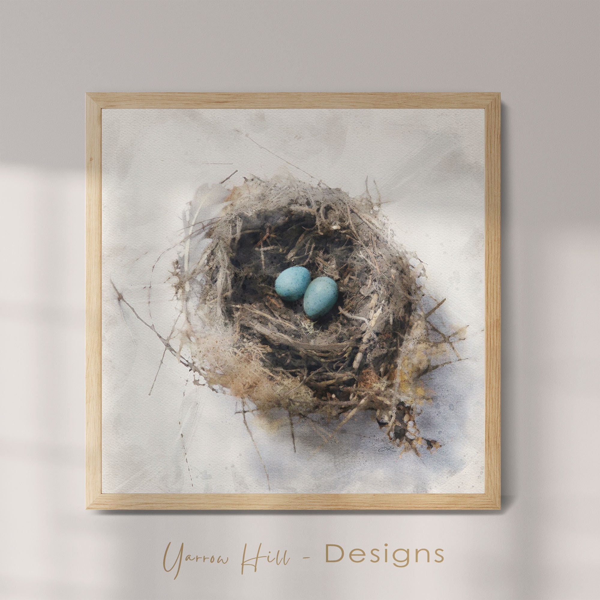 Bird Nest Art Print, Robin Nest With Egg, Fall Nest Watercolor Painting ...