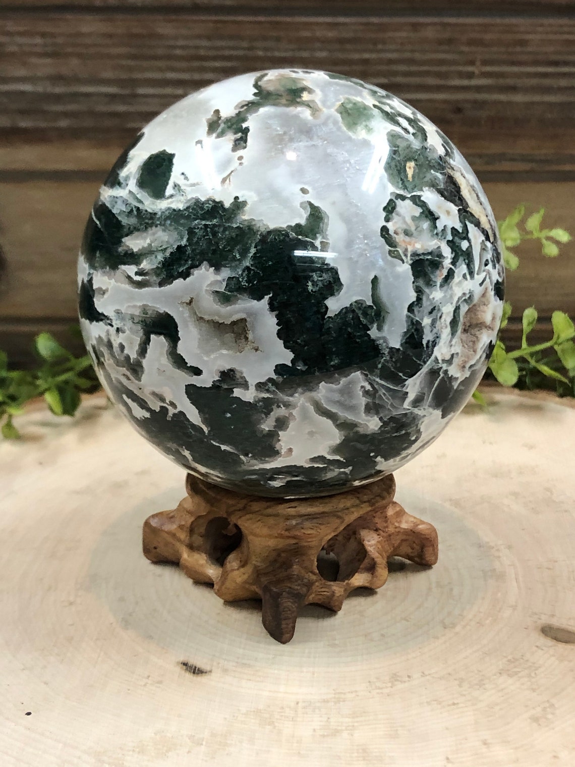 Moss Agate Sphere 84mm Moss Agate Sphere Moss Agate - Etsy UK