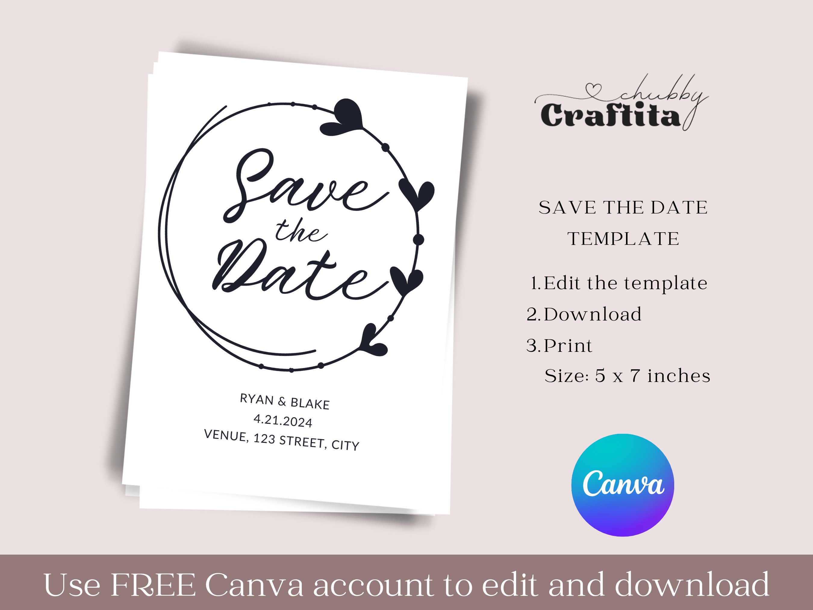Cute Minimalist Save the Date Template, Simple Save the Date Invite ...