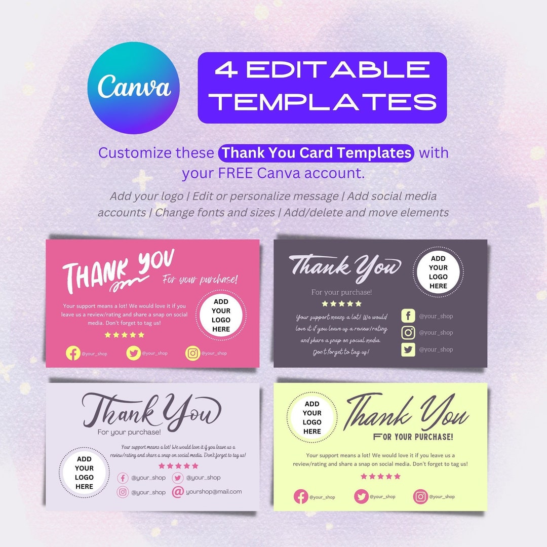 Small Business Thank You Card Canva Template, Editable Small Business ...