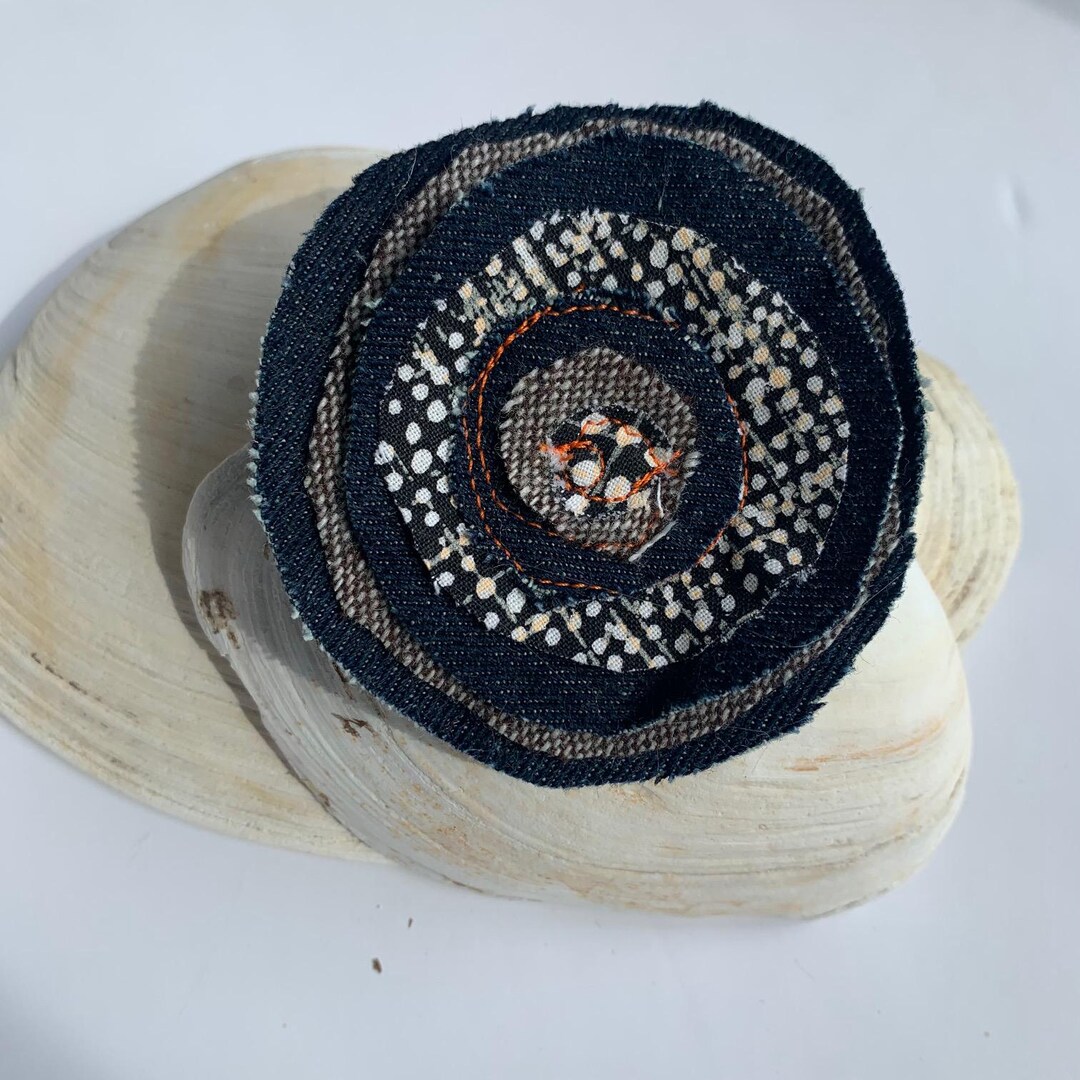 Textile Art Fabric Brooch| Flower Brooch Pin| Jeans Brooch | Handmade ...