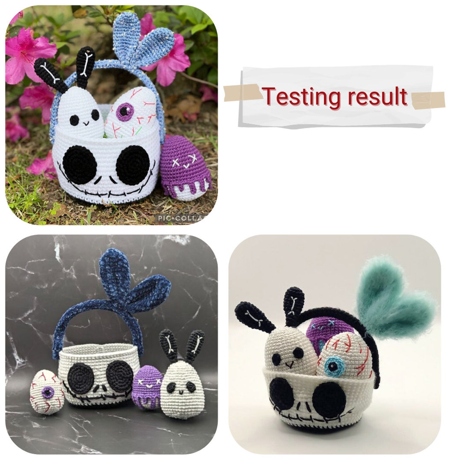 Crochet PATTERN Easter Basket, Goth Easter Eggs, Amigurumi Easter Decor ...