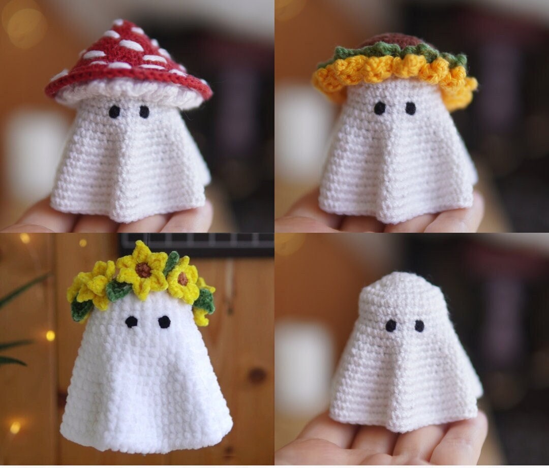 Crochet Ghost PATTERN, Amigurumi Ghost Plushie With Mushroom Hat ...