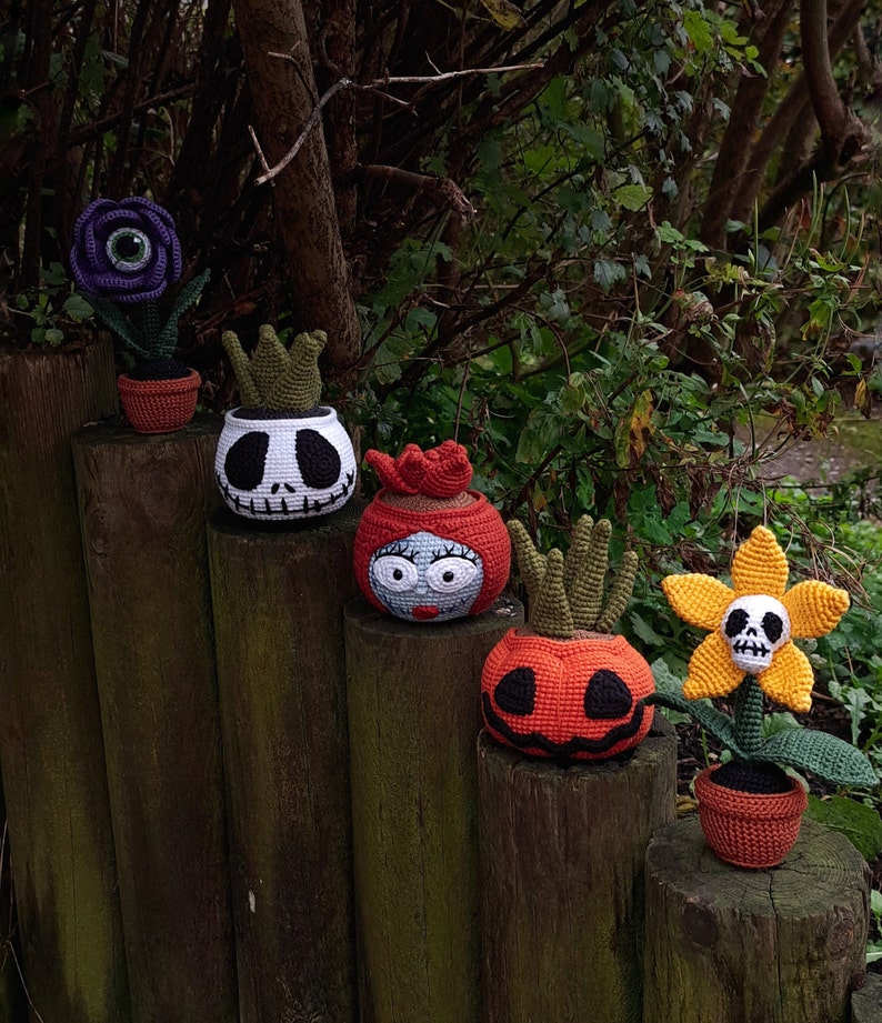 Halloween Crochet PATTERN Set 5 in 1 Halloween Fake Plants - Etsy