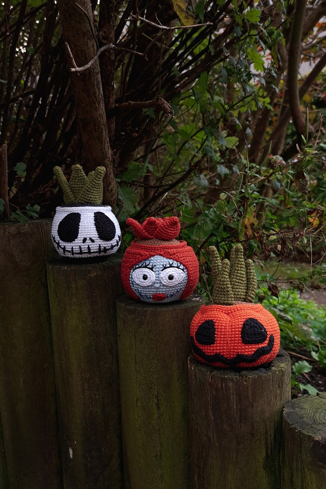 Halloween Crochet PATTERN Set 3 in 1, Pumpkin and Skull Succulents ...