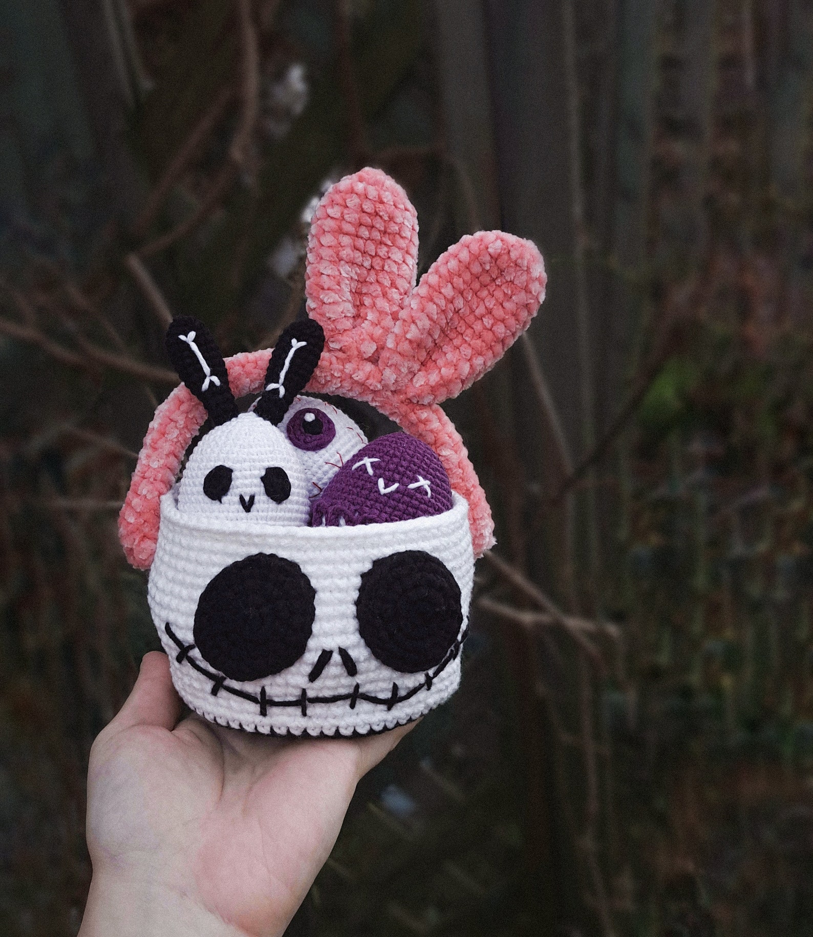 Crochet PATTERN Easter Basket, Goth Easter Eggs, Amigurumi Easter Decor ...