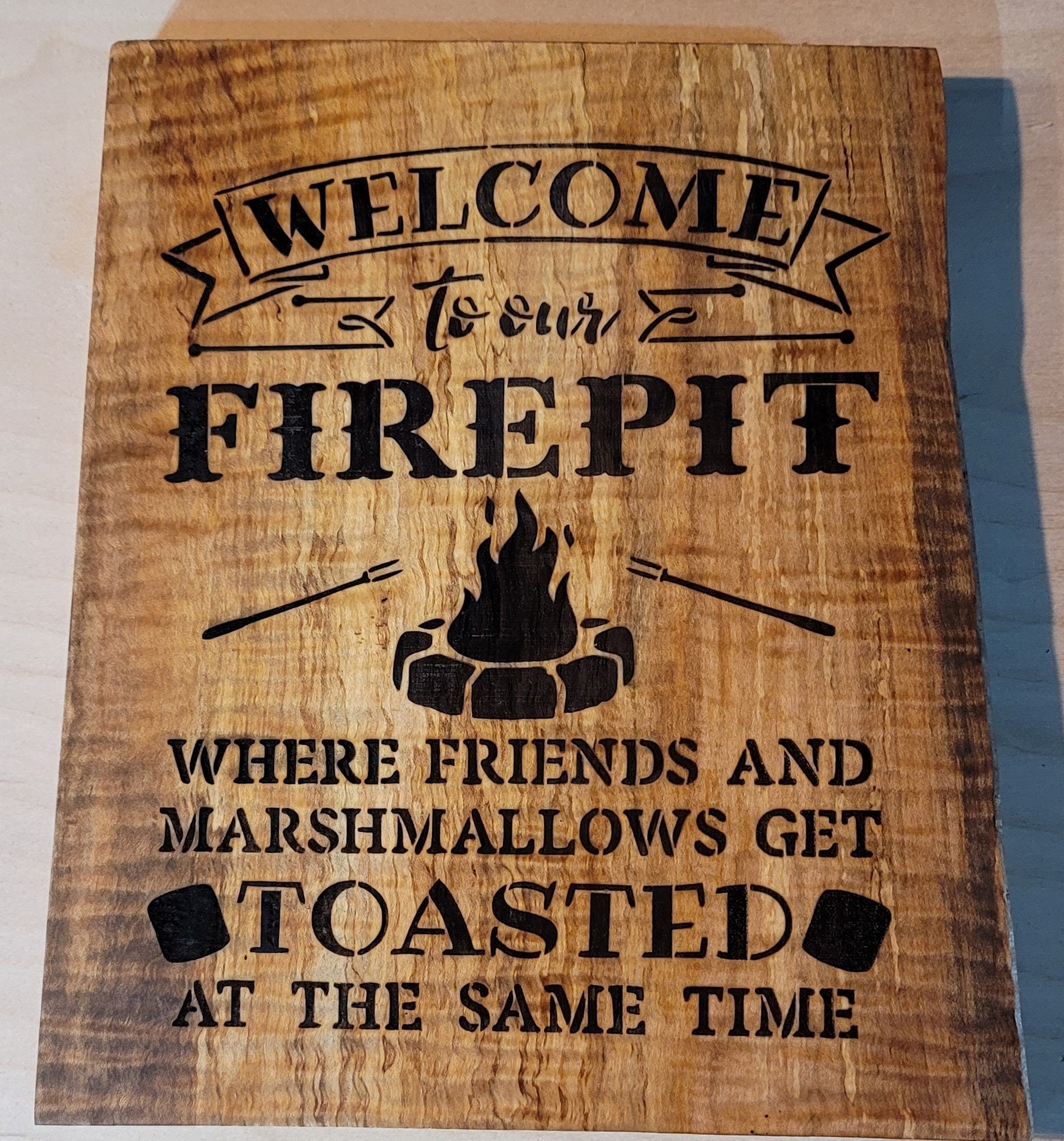 Live Slab welcome to Our Fire Pit Sign - Etsy