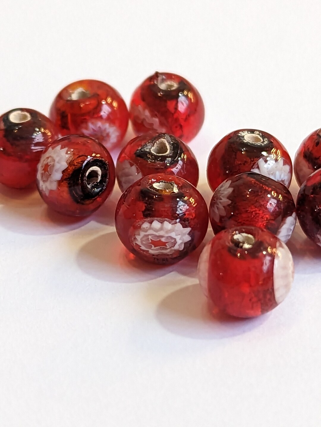 Vintage Millefiori Style Red Rounds - Etsy