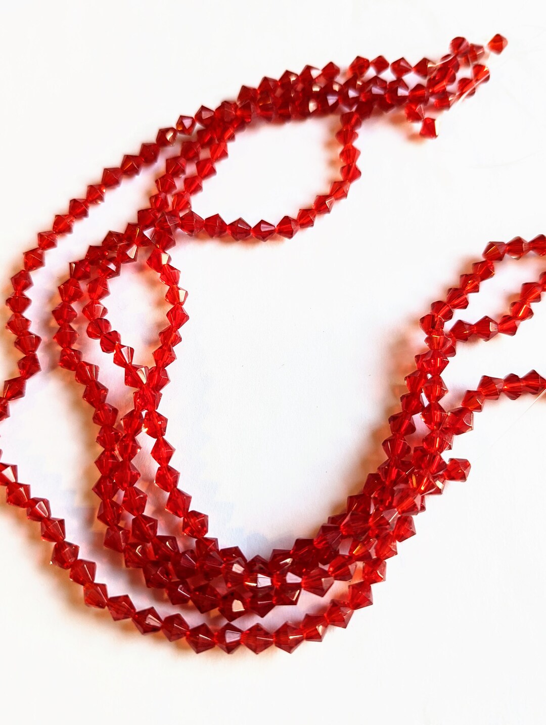 Translucent Red Glass Faceted Bicones - Etsy