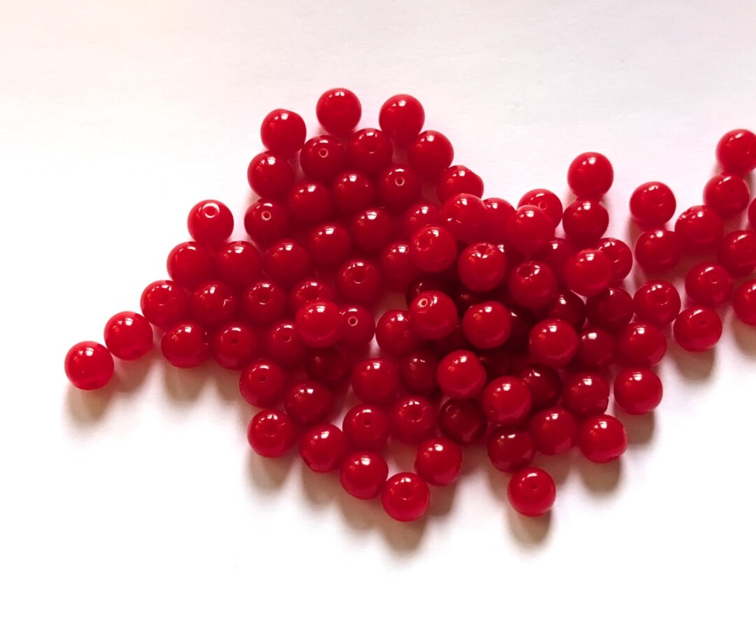 Vintage Candy-bright Red Acrylic Globes - 7.2mm – 1970s Lightweight Red ...