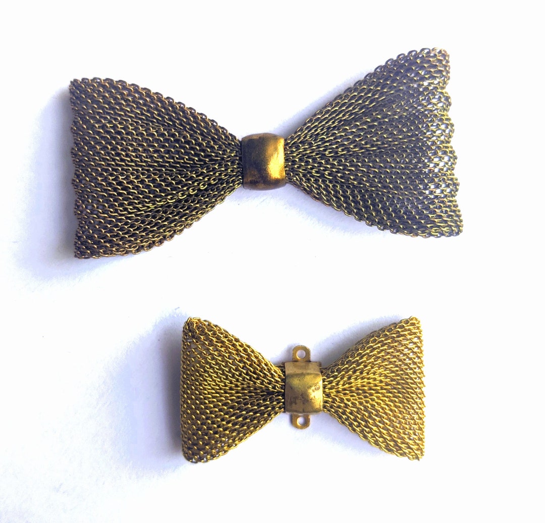 Vintage Gold Toned Chainmail Ribbon Bows in 2 Sizes - Etsy