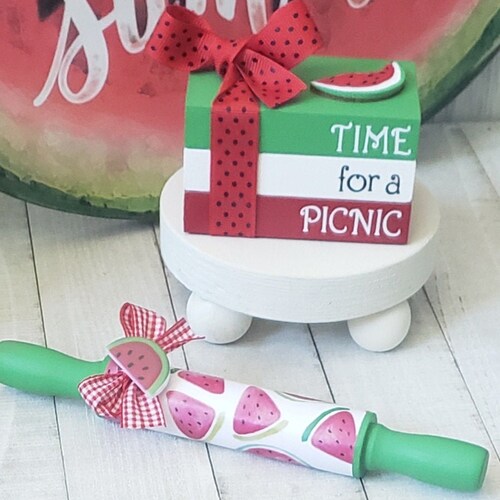 Watermelon Mini Book Stack or Watermelon Mini Rolling - Etsy