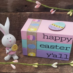 Easter Mini Book Stack/Happy Easter Y'all/Tier Tray Decor | Etsy
