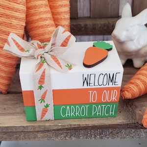 Easter Carrot Patch Mini Book Stack/farmhouse/rae Dunn Inspired/tiered ...