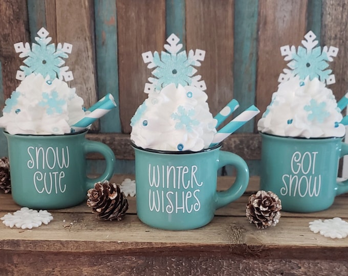 Winter Snowflake Christmas Mini Mug With Faux Whipped Topping/winter ...