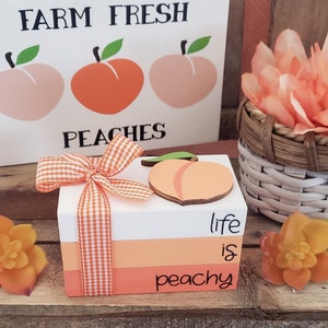 Peach Mini Book Stack/spring/summer/fruit/farmhouse/tiered Tray Decor/a ...