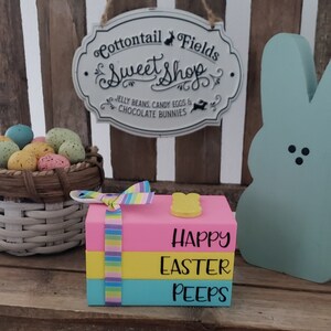 Easter Peep Mini Book Stack/happy Easter Peeps/tiered Tray Decor - Etsy
