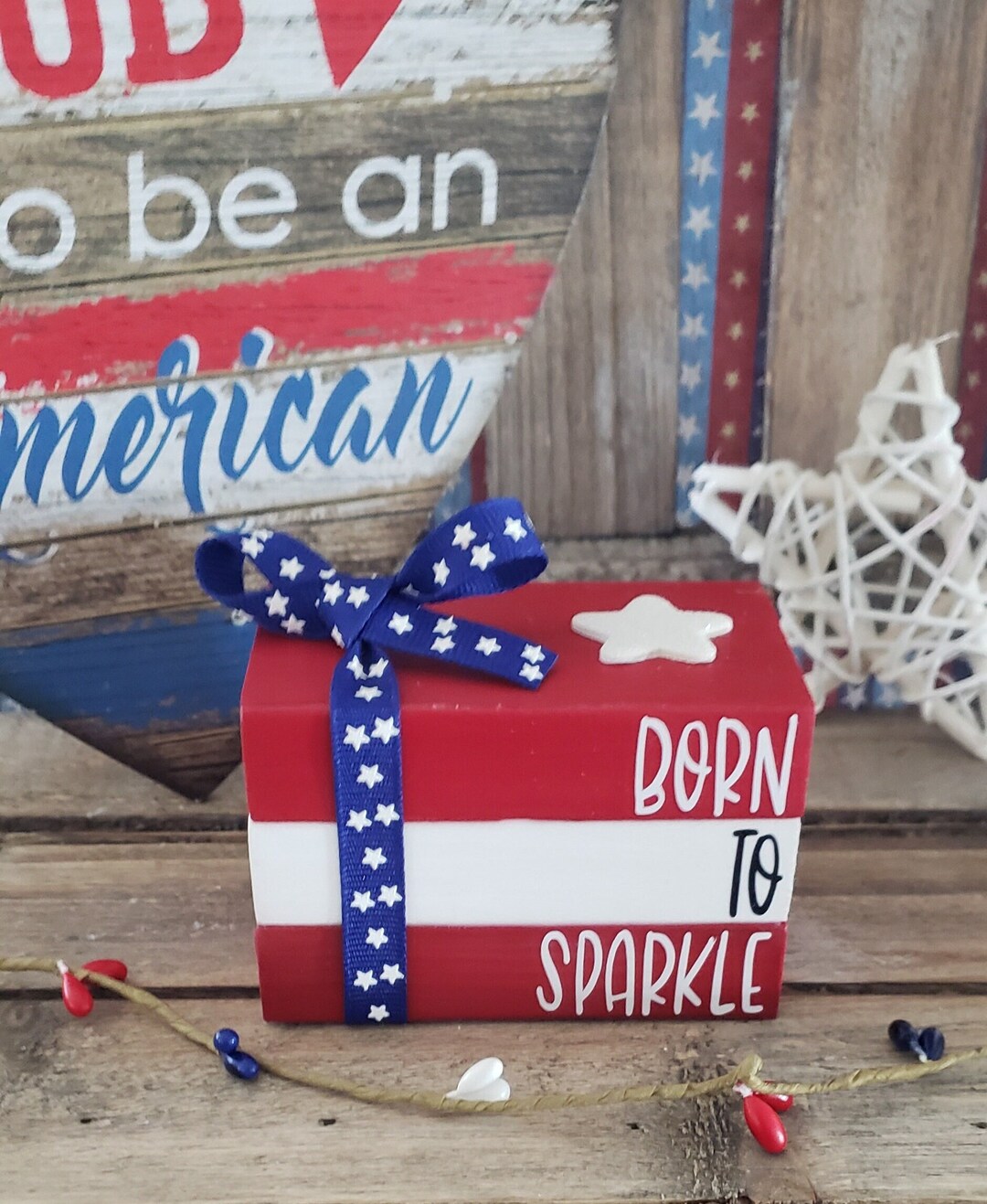 Patriotic Mini Book Stack/memorial Day/ 4th of July/ Veterans - Etsy