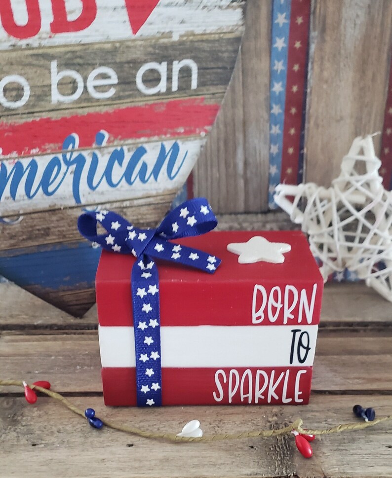 Patriotic Mini Book Stack/memorial Day/ 4th of July/ Veterans Day/stars ...