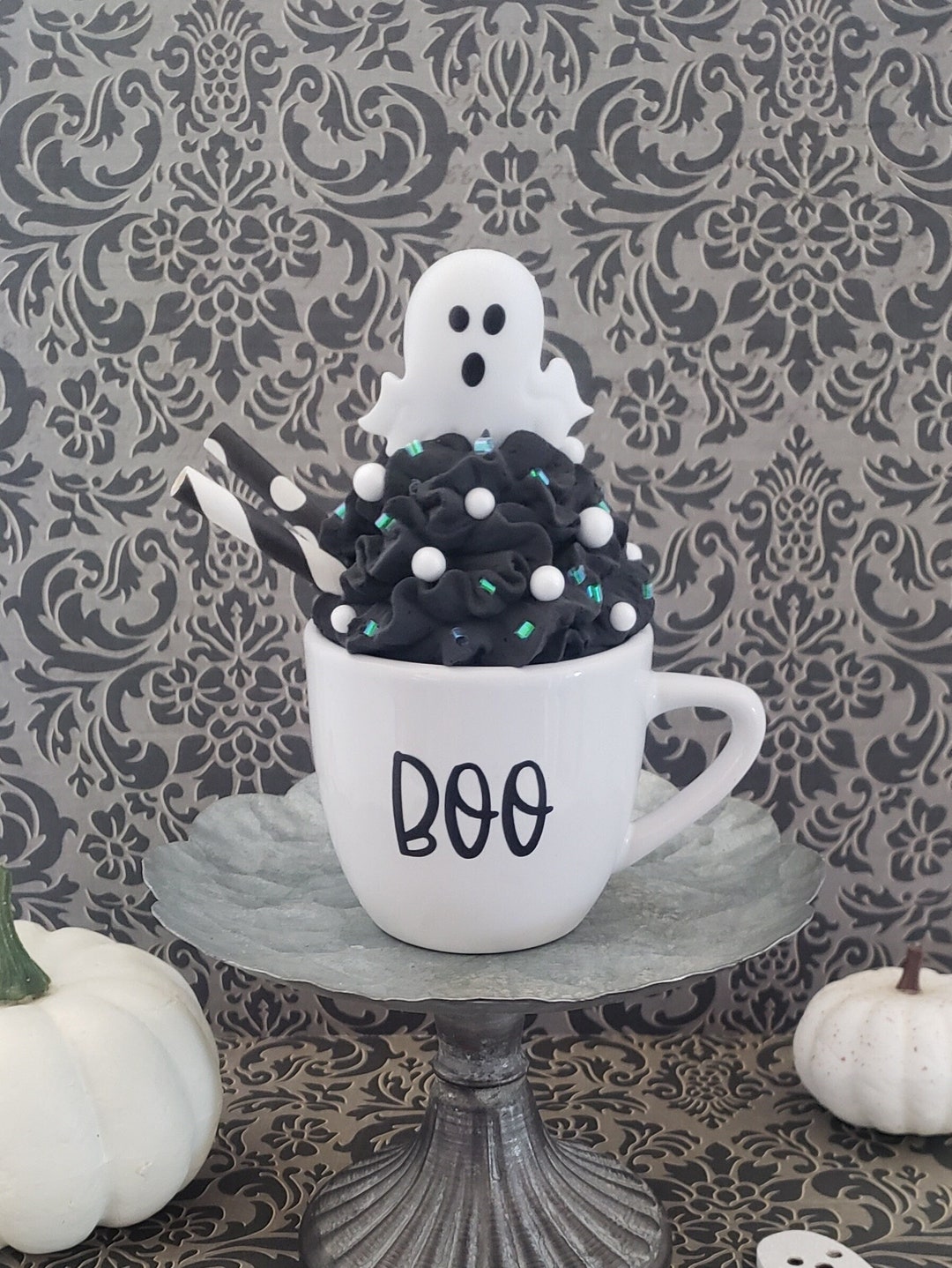 Ghost Mini Mug With Faux Whipped Topping/halloween/boo/tiered Tray ...