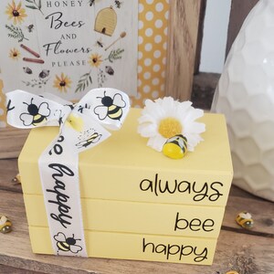 Bee Mini Book Stack/bee Happy/daisies/summer/spring/farmhouse/tiered ...
