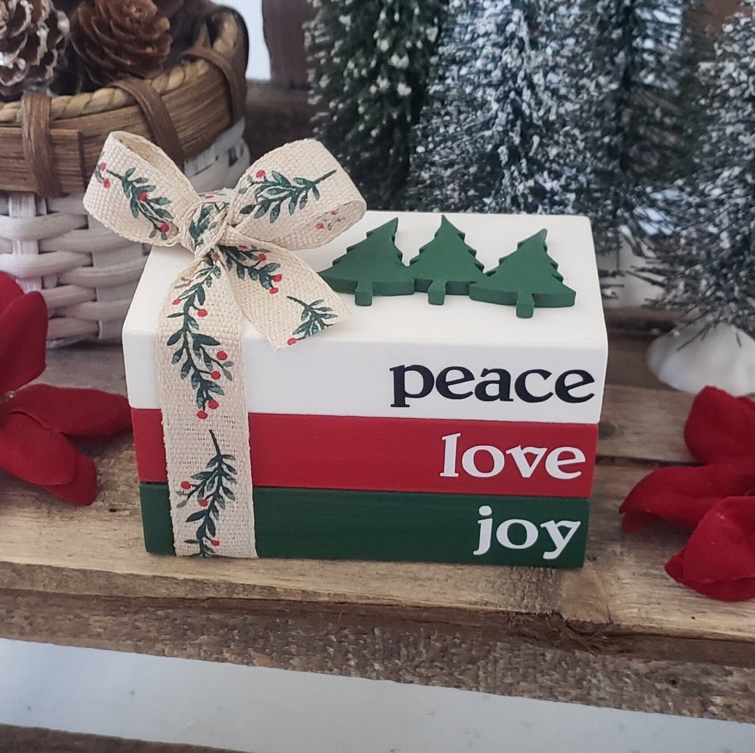 Christmas Mini Book Stack/christmas Trees/farmhouse/tiered Tray Decor/a ...