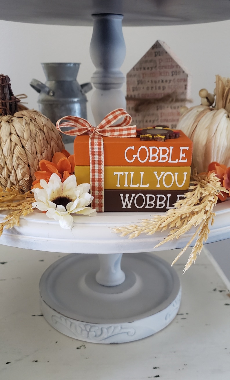 Thanksgiving Turkey Mini Book Stack/gobble Till You Wobble/ - Etsy