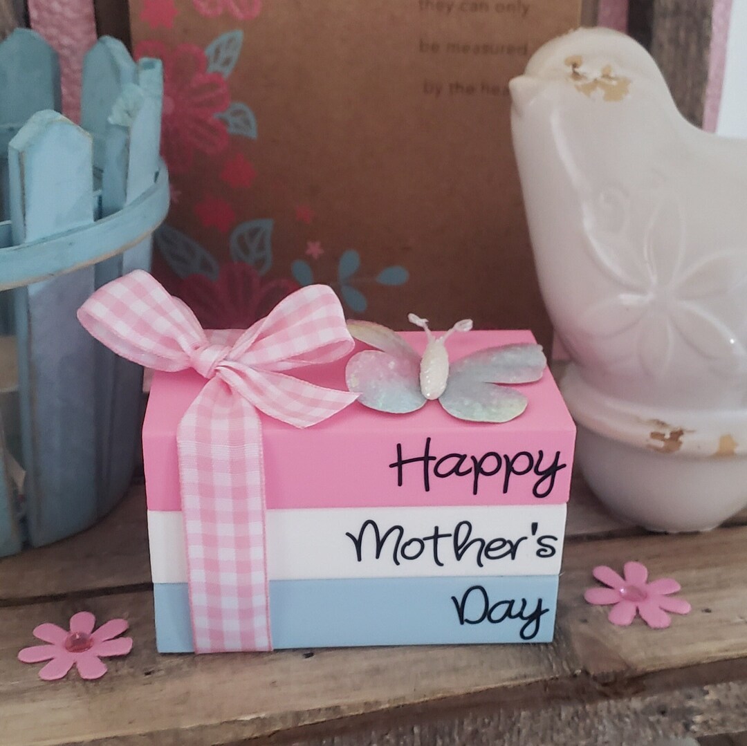 Happy Mother's Day Mini Book Stack/butterfly/gift/keepsake/tiered Tray ...