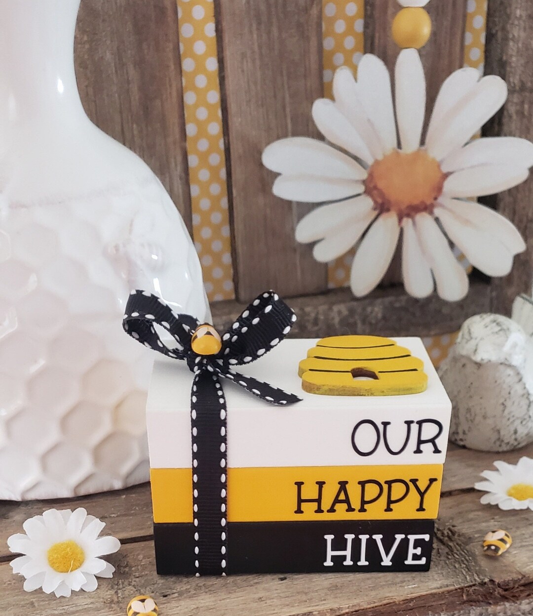Bee Hive Mini Book Stack/ Our Happy Hive/welcome to Our Hive/ - Etsy