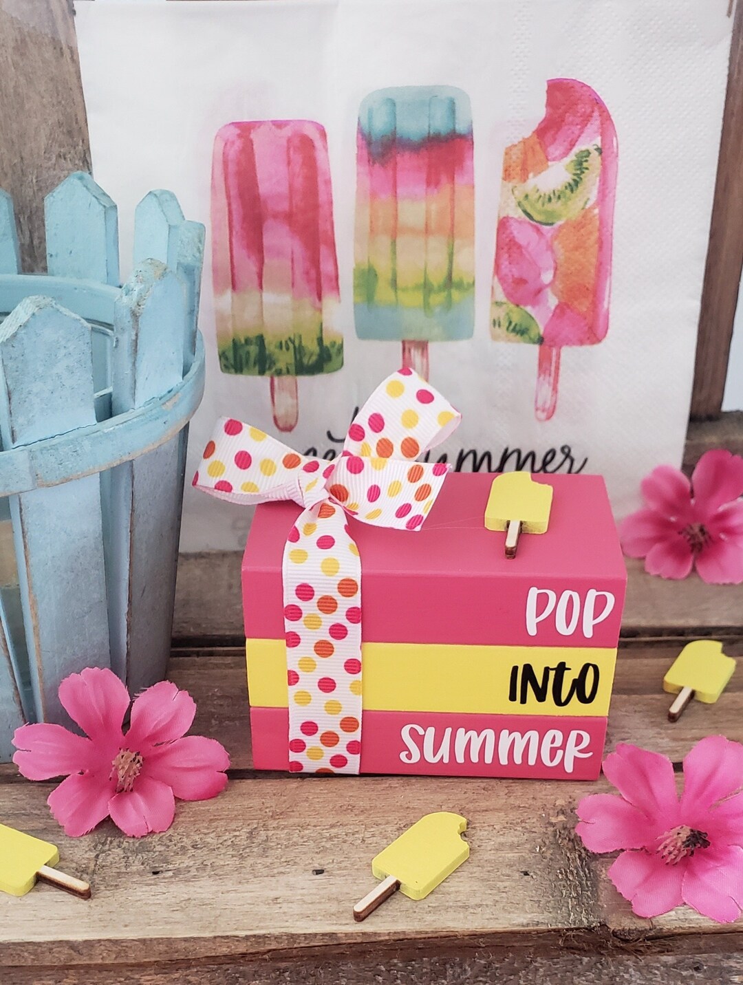 Summer Popsicle Mini Book Stack/tiered Tray Decor/ A - Etsy