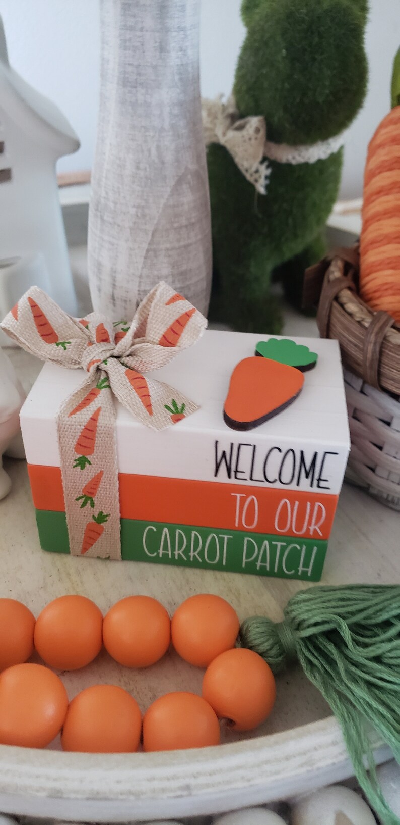 Easter Carrot Patch Mini Book Stack/farmhouse/rae Dunn Inspired/tiered ...