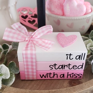 Valentines Day Mini Book Stack/pink Hearts/kiss/tiered Tray Decor ...