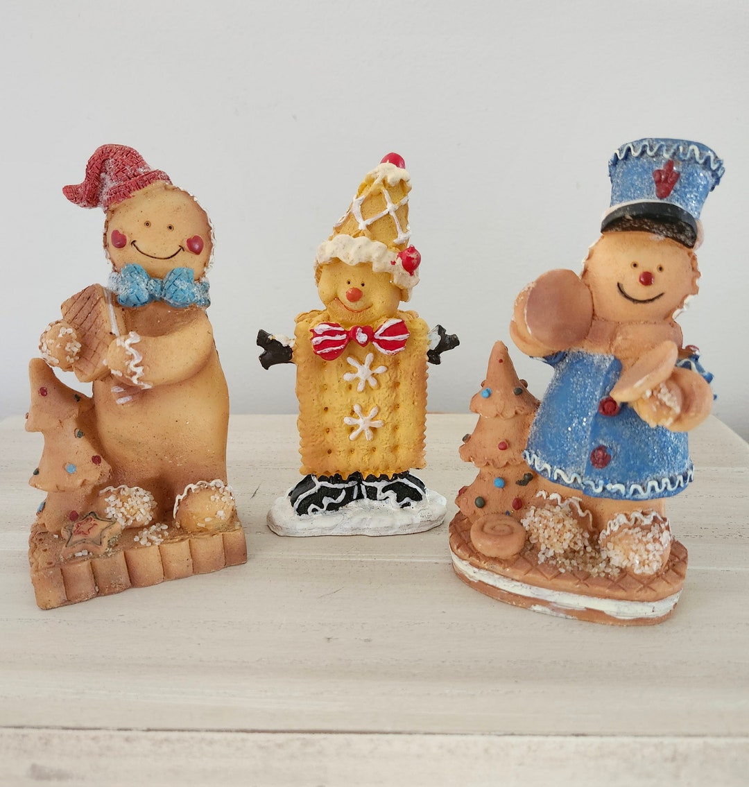 Christmas Gingerbread Man Resin Figurines/vintage/used/tiered Tray ...