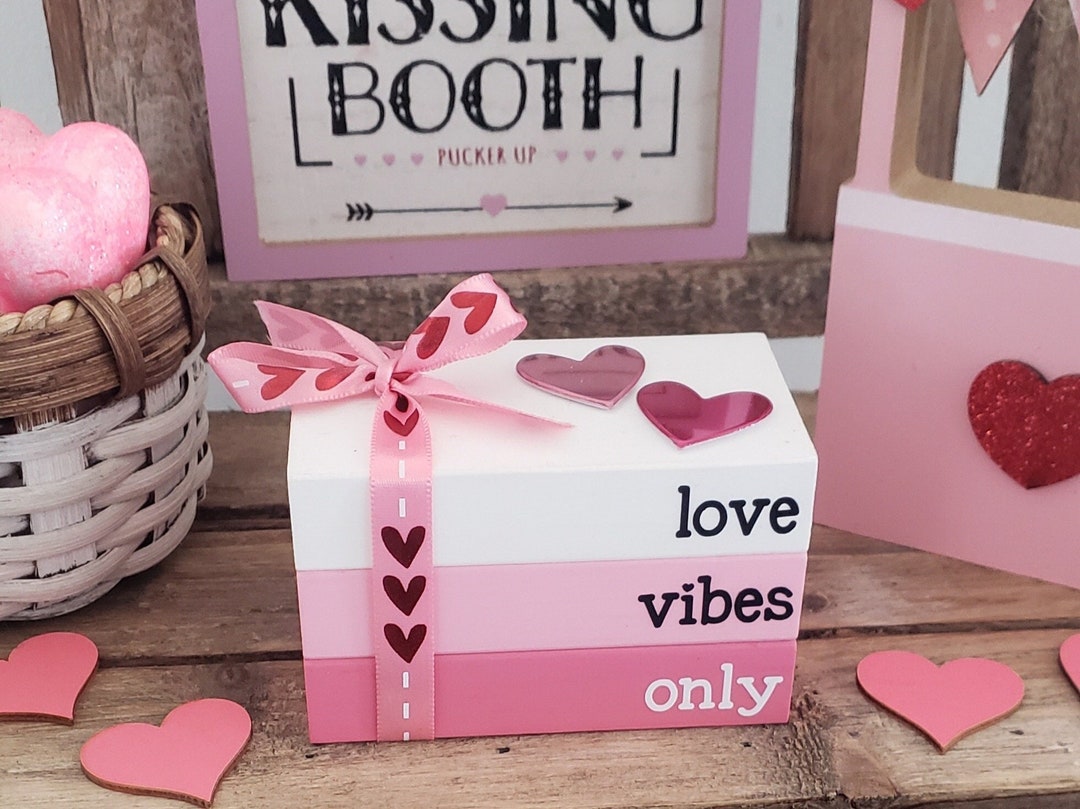 Valentine Mini Book Stack/love Vibes Only/hearts/tiered Tray Decor/a ...