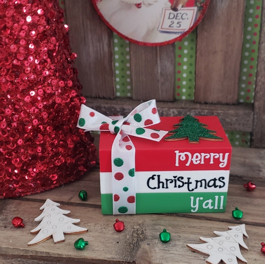 Christmas Mini Book Stack/merry Christmas Y'all/christmas Tree/tiered ...