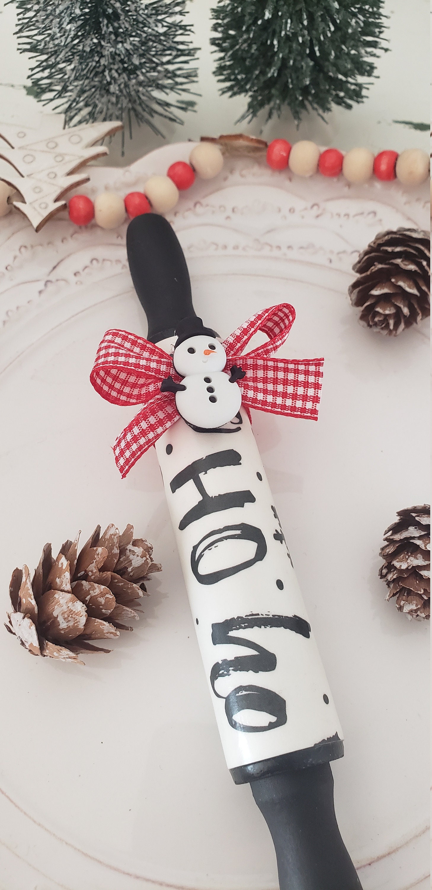 Christmas Mini Rolling Pins/ho Ho Ho/ Snowman/red Farm - Etsy